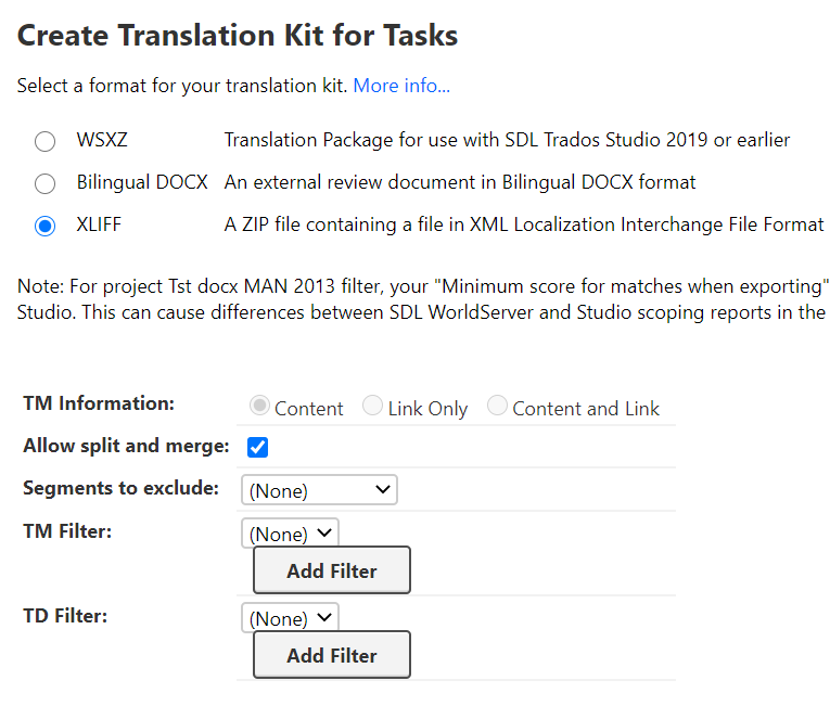 WorldServer: How to export tasks in XLIFF format and import back post translation?