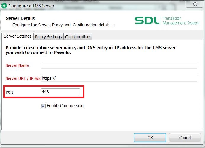 Configuring Server Details for Passolo Plugin within TMS
