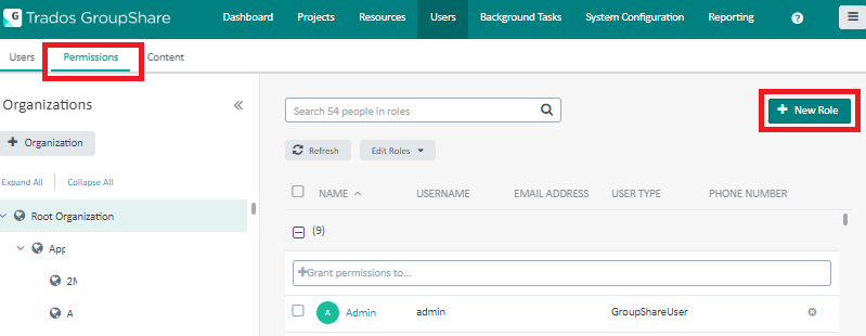 How do I create a New Role in Trados GroupShare?