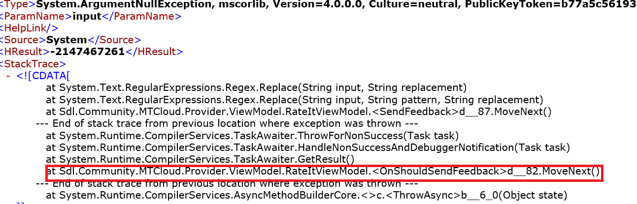 Value cannot be null. Parameter name: input is thrown when confirming a segment inserted from NMT