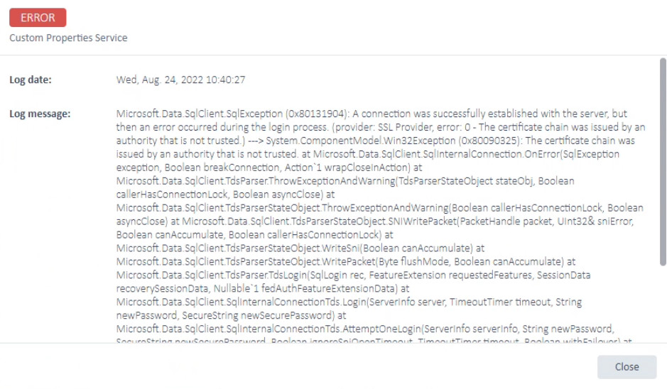 Trados GroupShare webui error after login: "A connection was successfully established with the ...