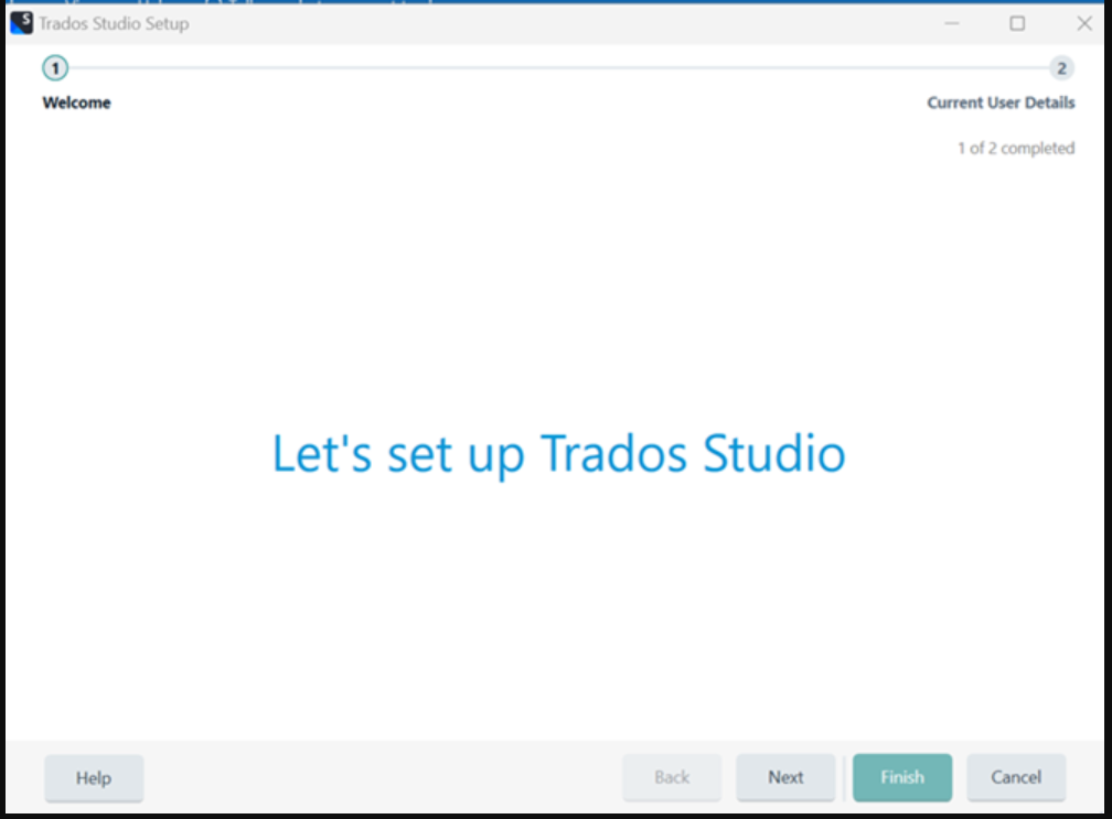 "Let's set up Trados Studio" window appears at each Trados Studio startup