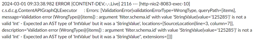 Tridion Sites 10 - GraphQL error: Variable 'inputItemFilter' has an ...