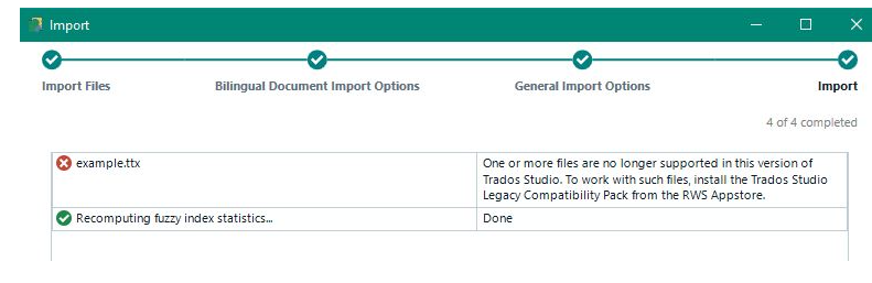 Trados Studio 2021/2022 - Importing TTX files fails with error: "One or more files are no longer ...