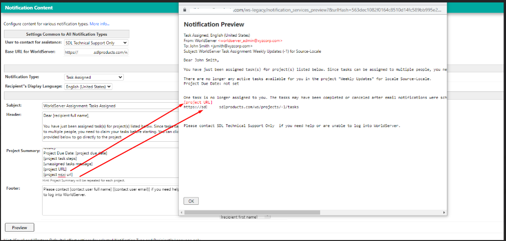 WorldServer - In version 11.8.x, the parameter [project url] is no ...