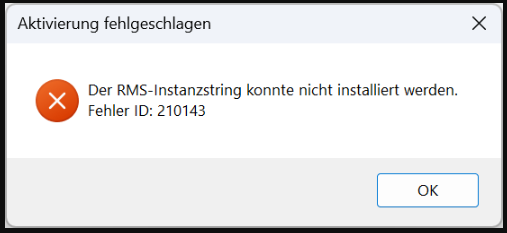 Error when trying to activate Passolo 2022: The RMS instance string could not be installed ...